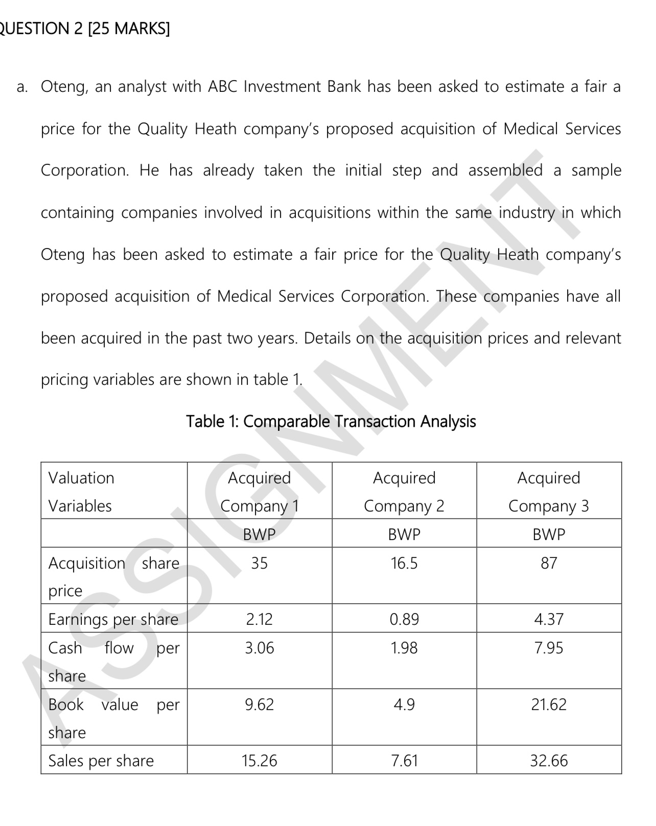Solved QUESTION 2 [25 ﻿MARKS]a. ﻿Oteng, an analyst with ABC | Chegg.com