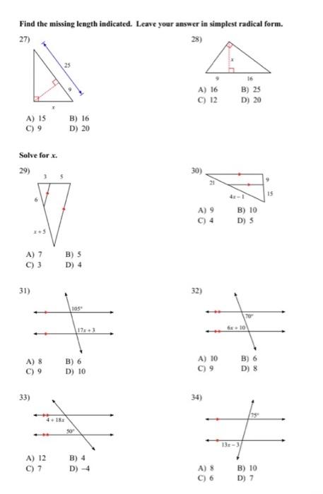 Solved Find the missing length indicated. Leave your answer | Chegg.com