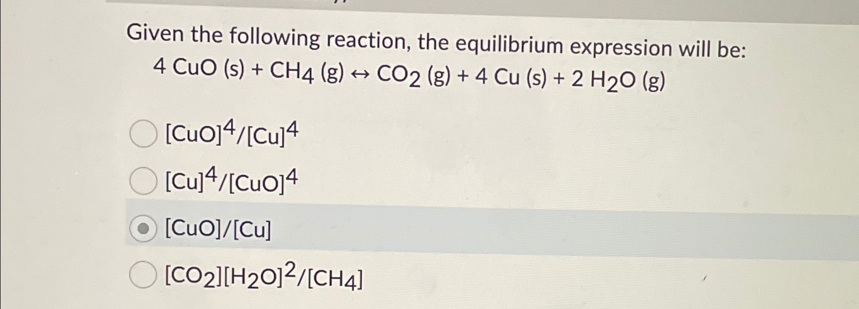 Solved Given the following reaction, the equilibrium | Chegg.com