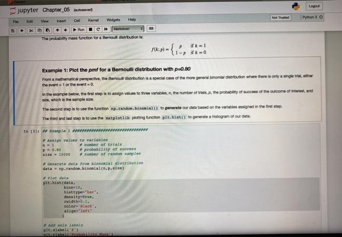 Solved Logout jupyter Chapter_05 whenved) Not Trusted Python | Chegg.com
