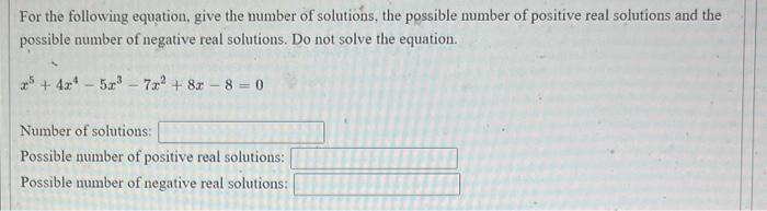Solved For the following equation, give the number of | Chegg.com