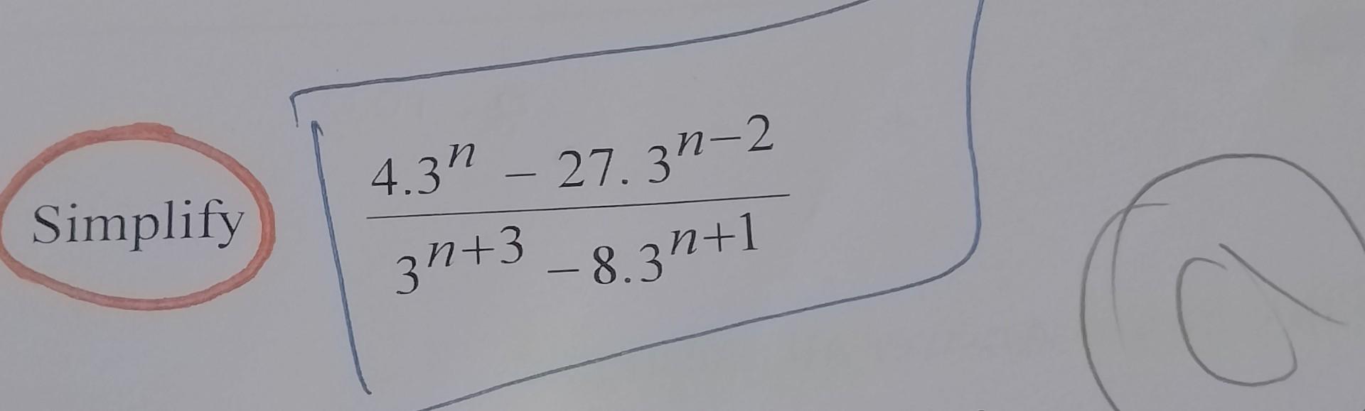 Solved 3n+3−8.3n+14.3n−27.3n−2 | Chegg.com