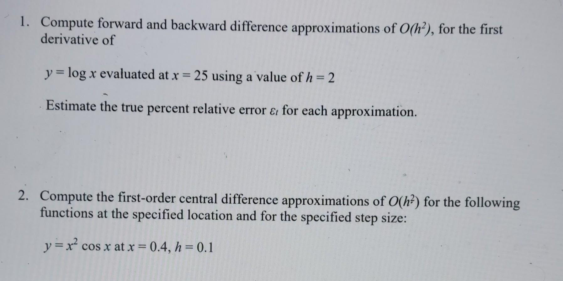 Solved 1. Compute forward and backward difference | Chegg.com