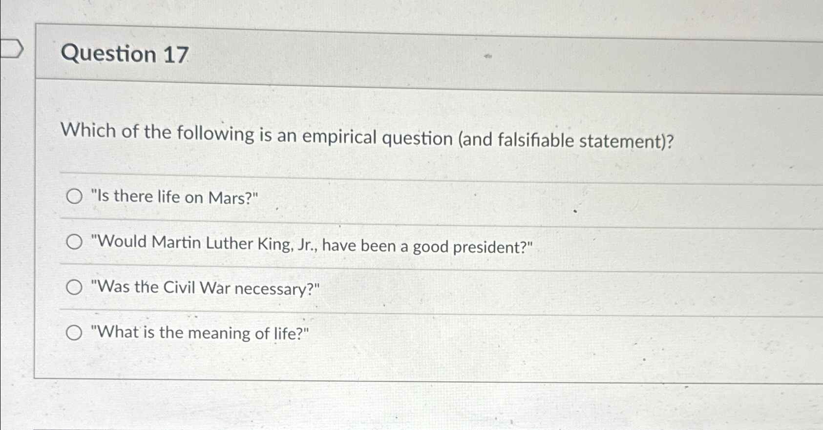 Solved Question 17which Of The Following Is An Empirical 