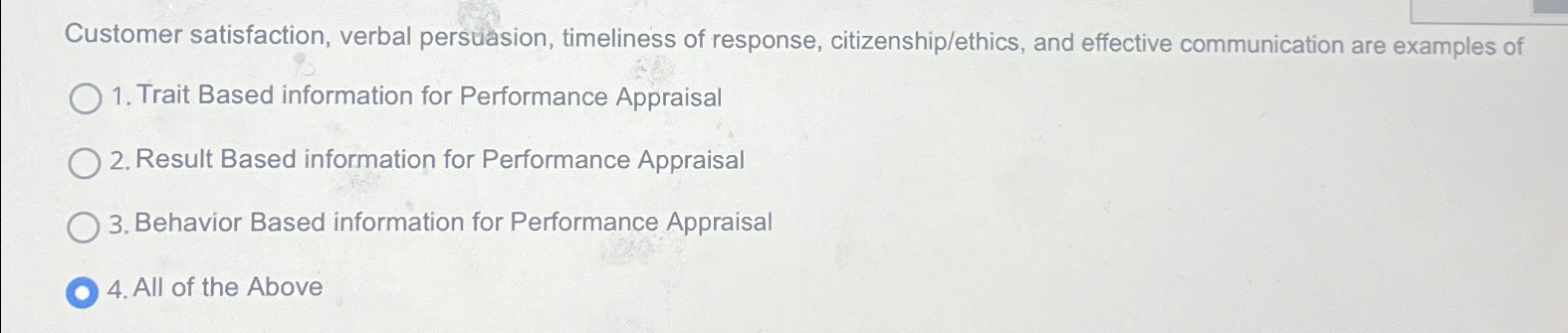 Solved Customer satisfaction, verbal persuasion, timeliness | Chegg.com