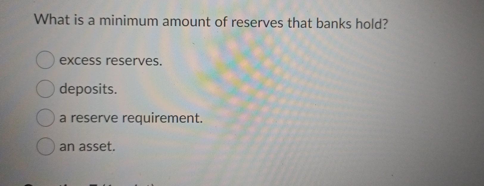 Solved What is a minimum amount of reserves that banks hold? | Chegg.com