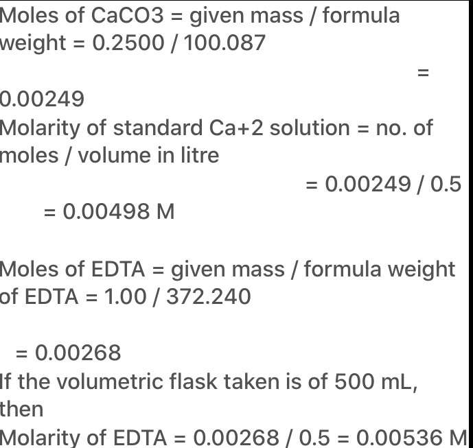 Solved Standardization of EDTA Each titrated sample | Chegg.com