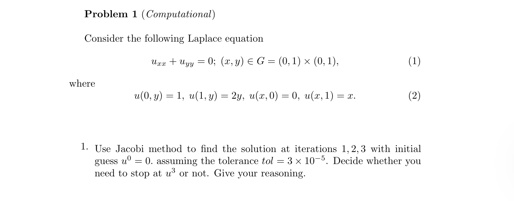 Problem 1 Computationalconsider The Following 