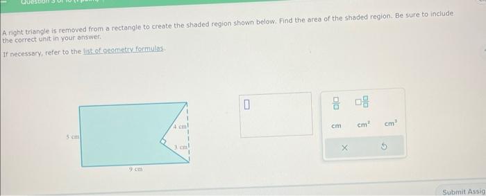 Solved A right triangle is removed from a rectangle to | Chegg.com