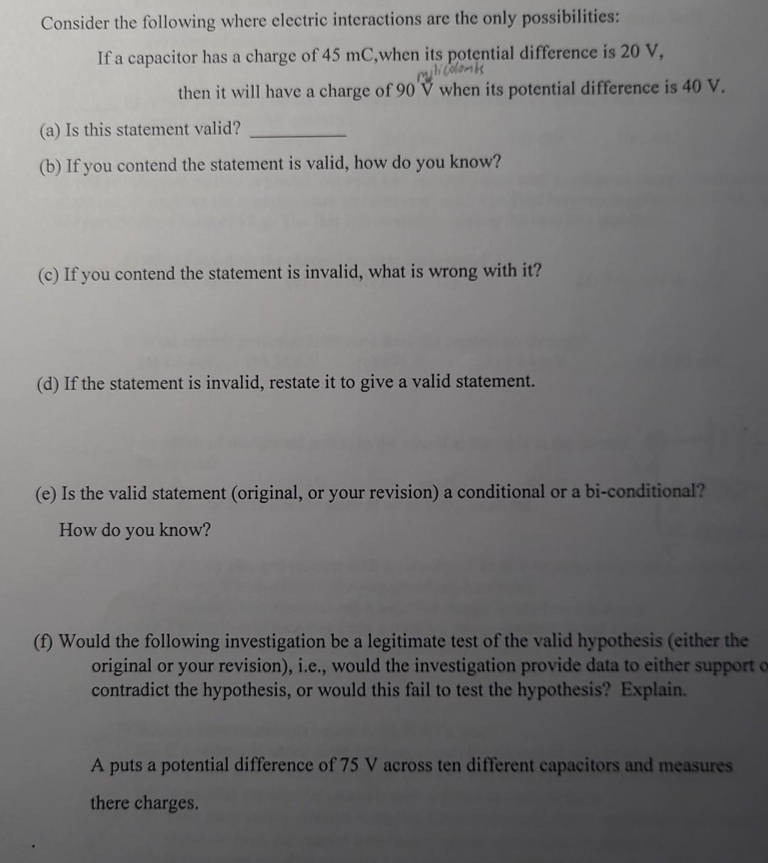 Solved Consider the following where electric interactions | Chegg.com