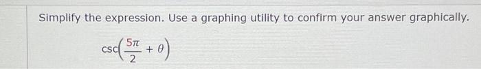 Solved Simplify the expression. Use a graphing utility to | Chegg.com