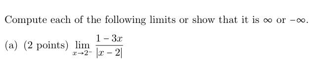 Solved Compute each of the following limits or show that it | Chegg.com