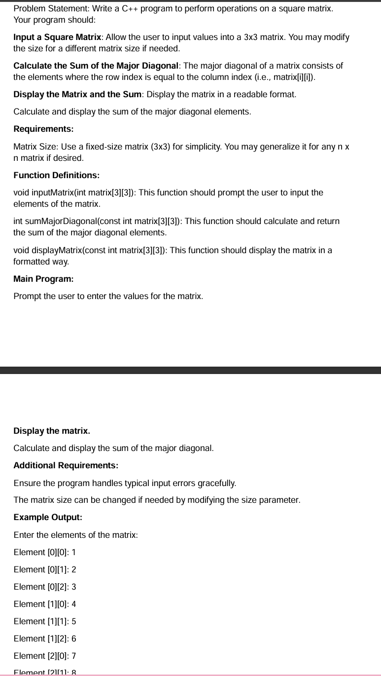 Solved Problem Statement: Write a C++ ﻿program to perform | Chegg.com