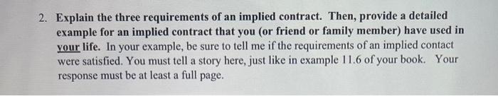 Explain the three requirements of an implied | Chegg.com