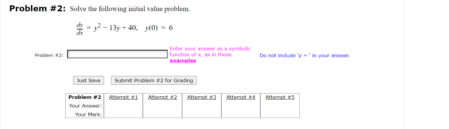 Solved Problem # 2: Solve the following initial value | Chegg.com Solved Problem # 2: Solve the following initial value | Chegg.com