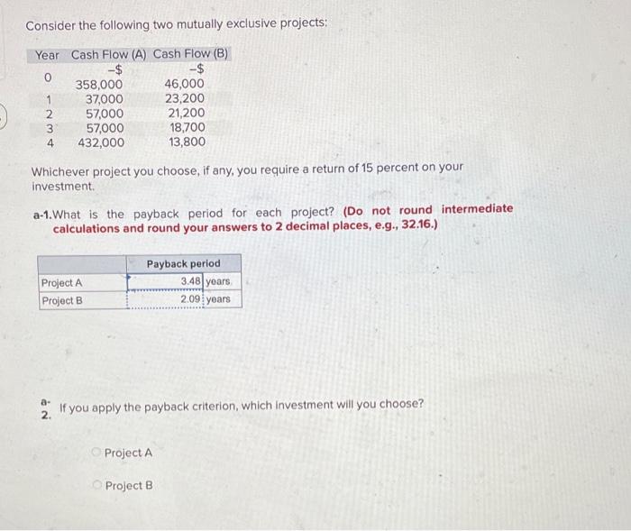 [Solved]: Consider the following two mutually exclusive pro