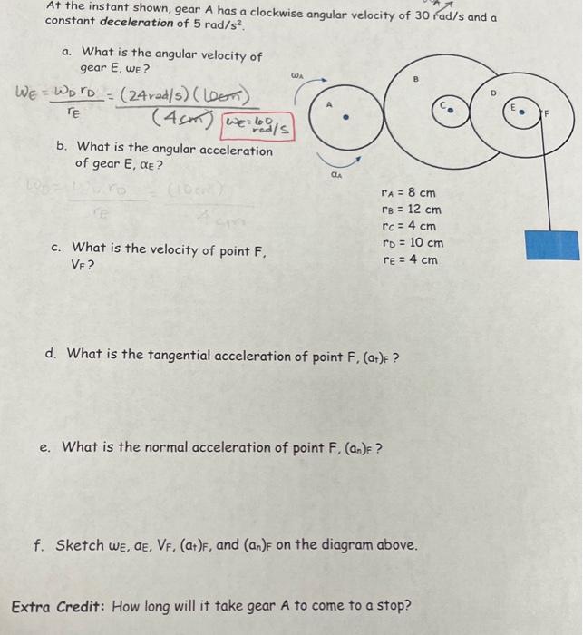 Solved At the instant shown, gear A has a clockwise angular | Chegg.com