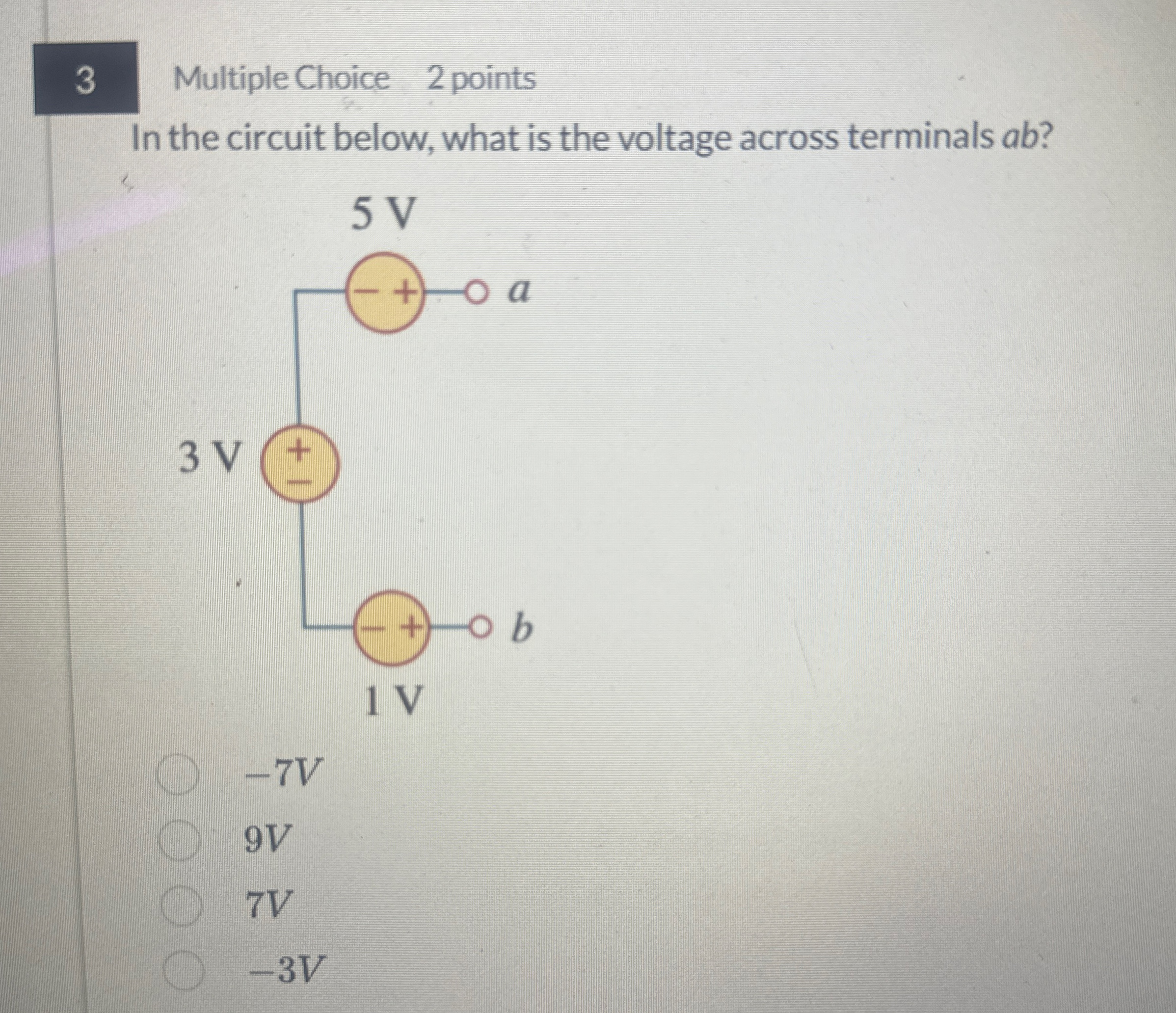 Solved 3Multiple Choice 2 ﻿pointsIn the circuit below, what | Chegg.com