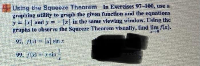 Solved Using the Squeeze Theorem In Exercises 97-100, use a | Chegg.com