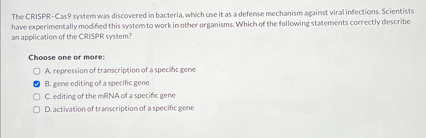 Solved The CRISPR-Cas 9 ﻿system was discovered in bacteria, | Chegg.com