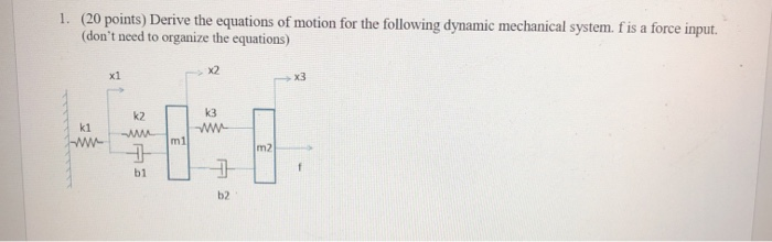 Solved 1. (20 points) Derive the equations of motion for the | Chegg.com