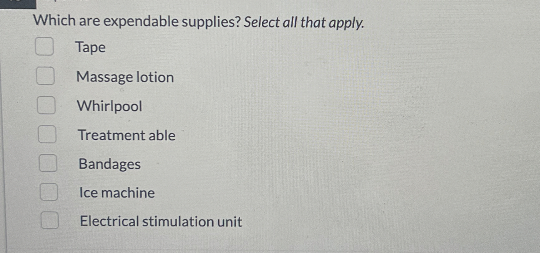 Solved Which are expendable supplies? Select all that | Chegg.com