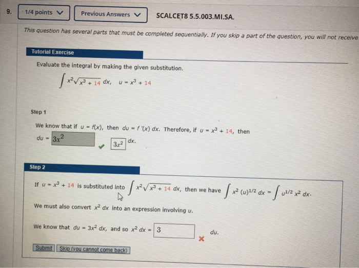 Solved 9. 1/4 points Previous Answers v SCALCET8 | Chegg.com Solved 9. 1/4 points Previous Answers v SCALCET8 | Chegg.com