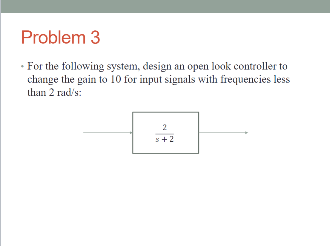 Solved Problem 3For the following system, design an open | Chegg.com
