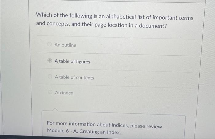 Solved which of the following is an alphabetical list of | Chegg.com