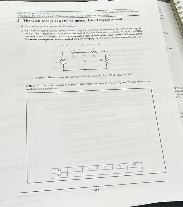 Solved 2 The Oscilloscope as a DC Voltmeter: Direct | Chegg.com