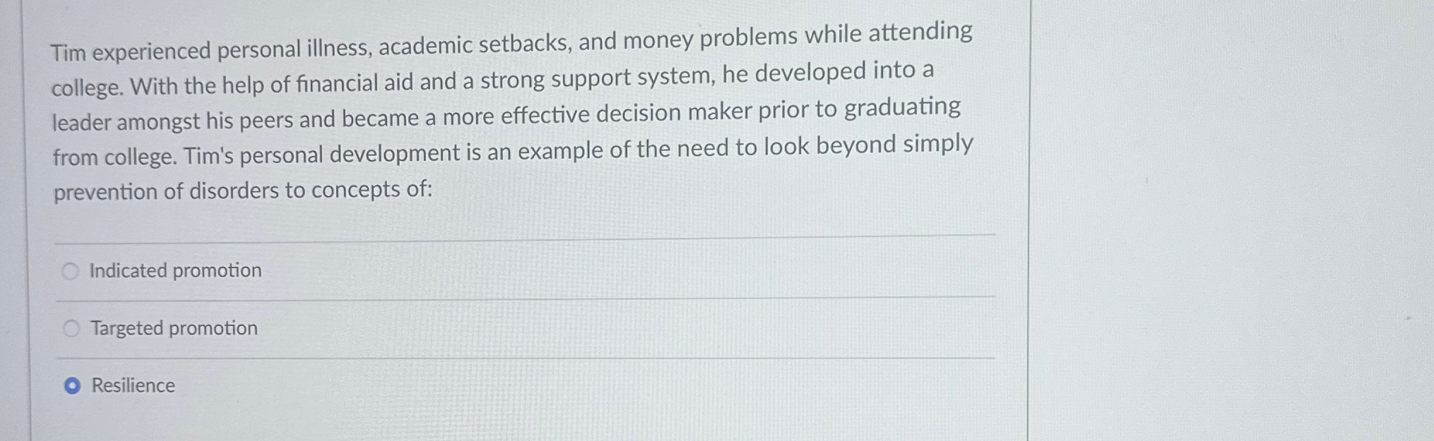 Solved Tim experienced personal illness, academic setbacks, | Chegg.com
