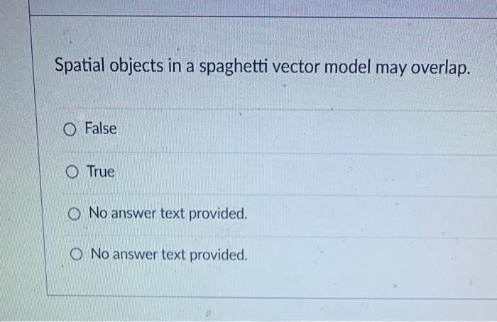 Solved Spatial objects in a spaghetti vector model may | Chegg.com