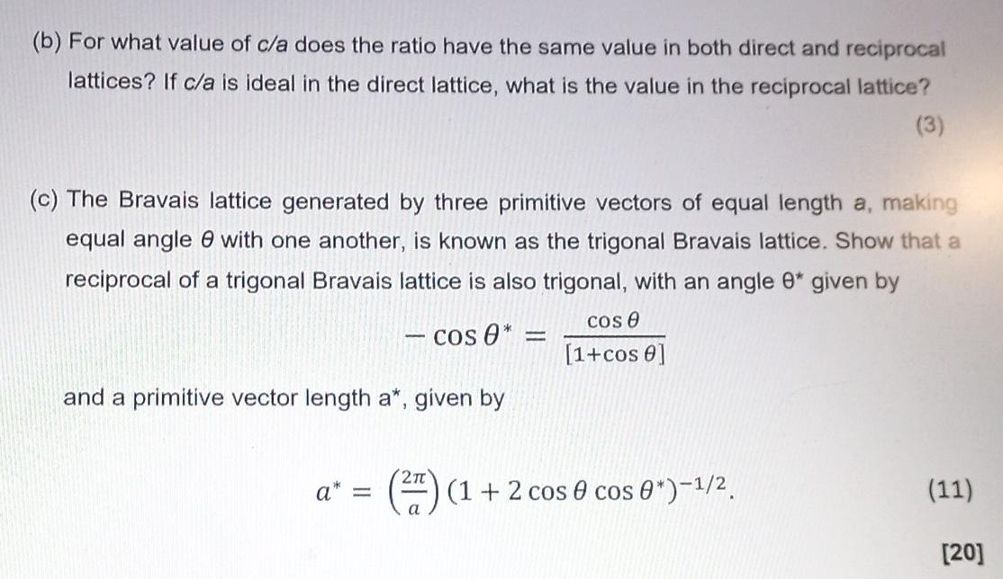 Solved 7. (a) Using the primitive vectors given in the | Chegg.com