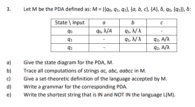 Solved Let M ﻿be the PDA defined as: | Chegg.com
