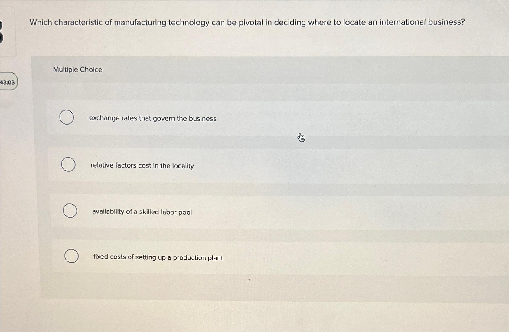 Solved Which characteristic of manufacturing technology can | Chegg.com