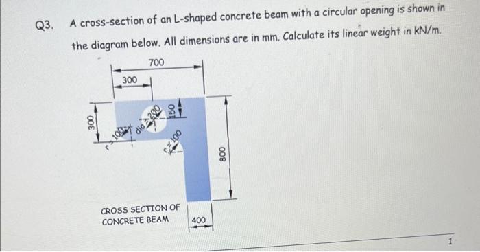 Solved Q3. A cross-section of an L-shaped concrete beam with | Chegg.com