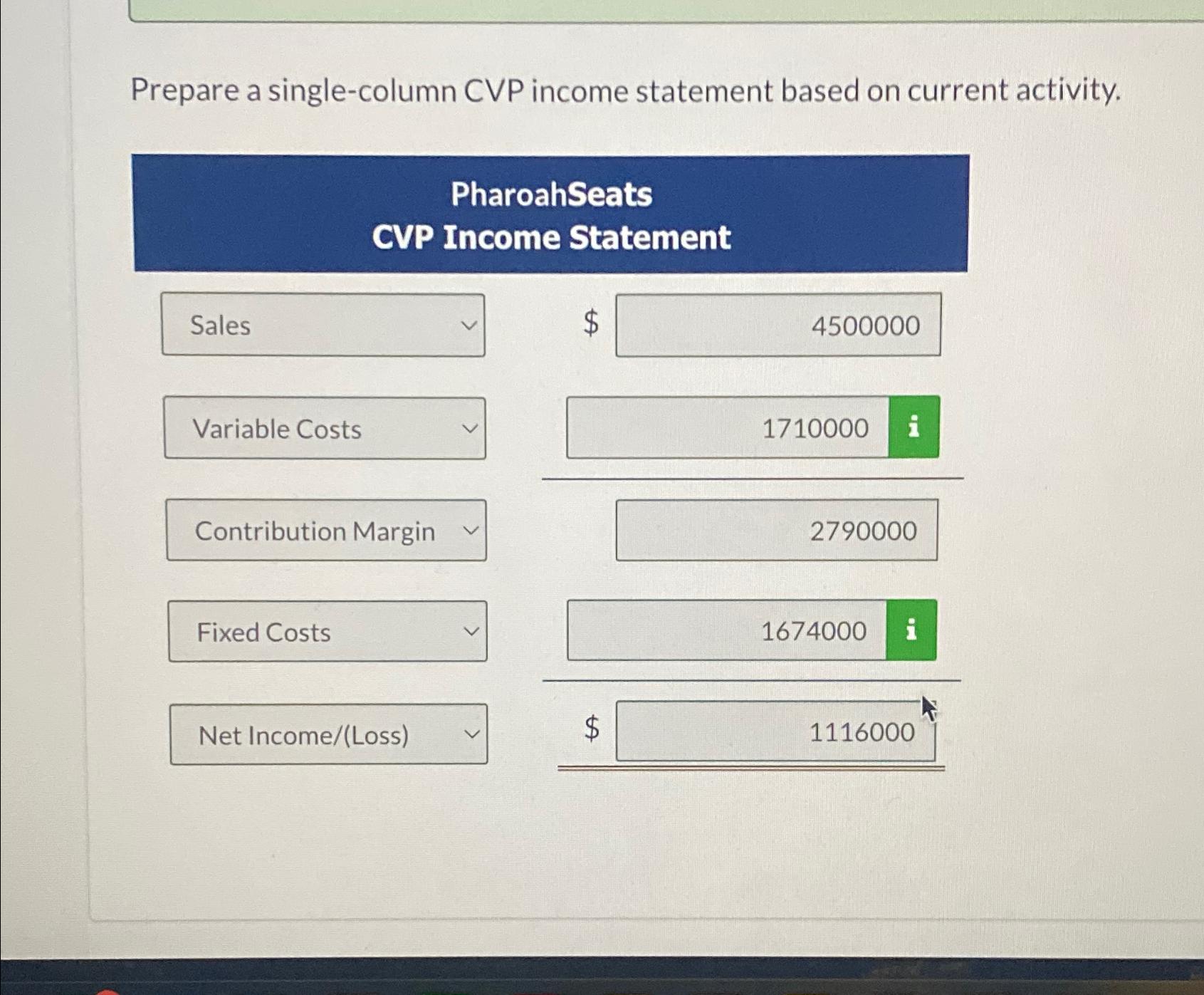 Solved Prepare a single-column CVP income statement based on | Chegg.com
