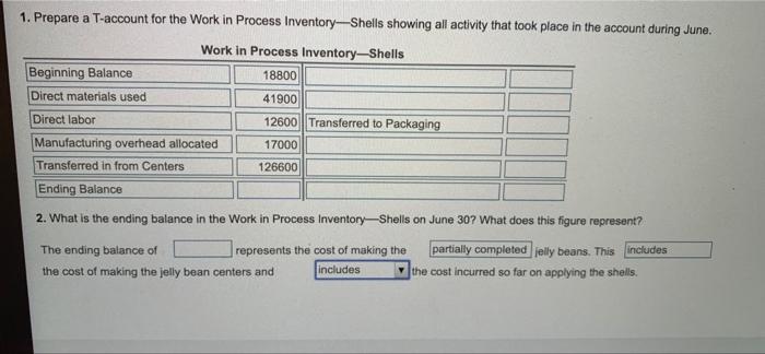 Solved 1. Prepare a T-account for the Work in Process | Chegg.com