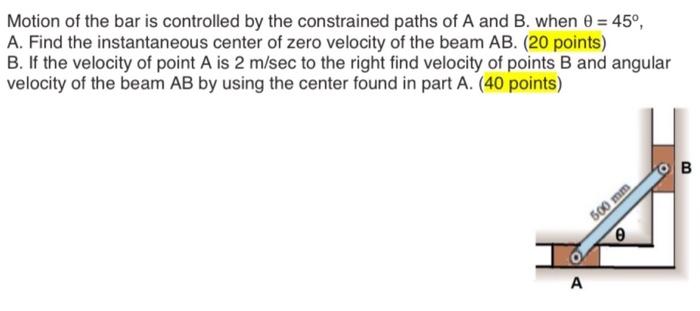 Solved Motion of the bar is controlled by the constrained | Chegg.com