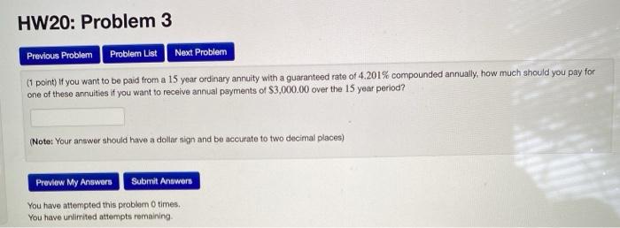 Solved HW20: Problem 3 Problem Previous Problem Problem List | Chegg.com