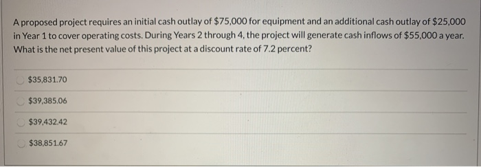 Solved A proposed project requires an initial cash outlay of | Chegg.com