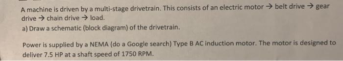 Solved A machine is driven by a multi-stage drivetrain. This | Chegg.com