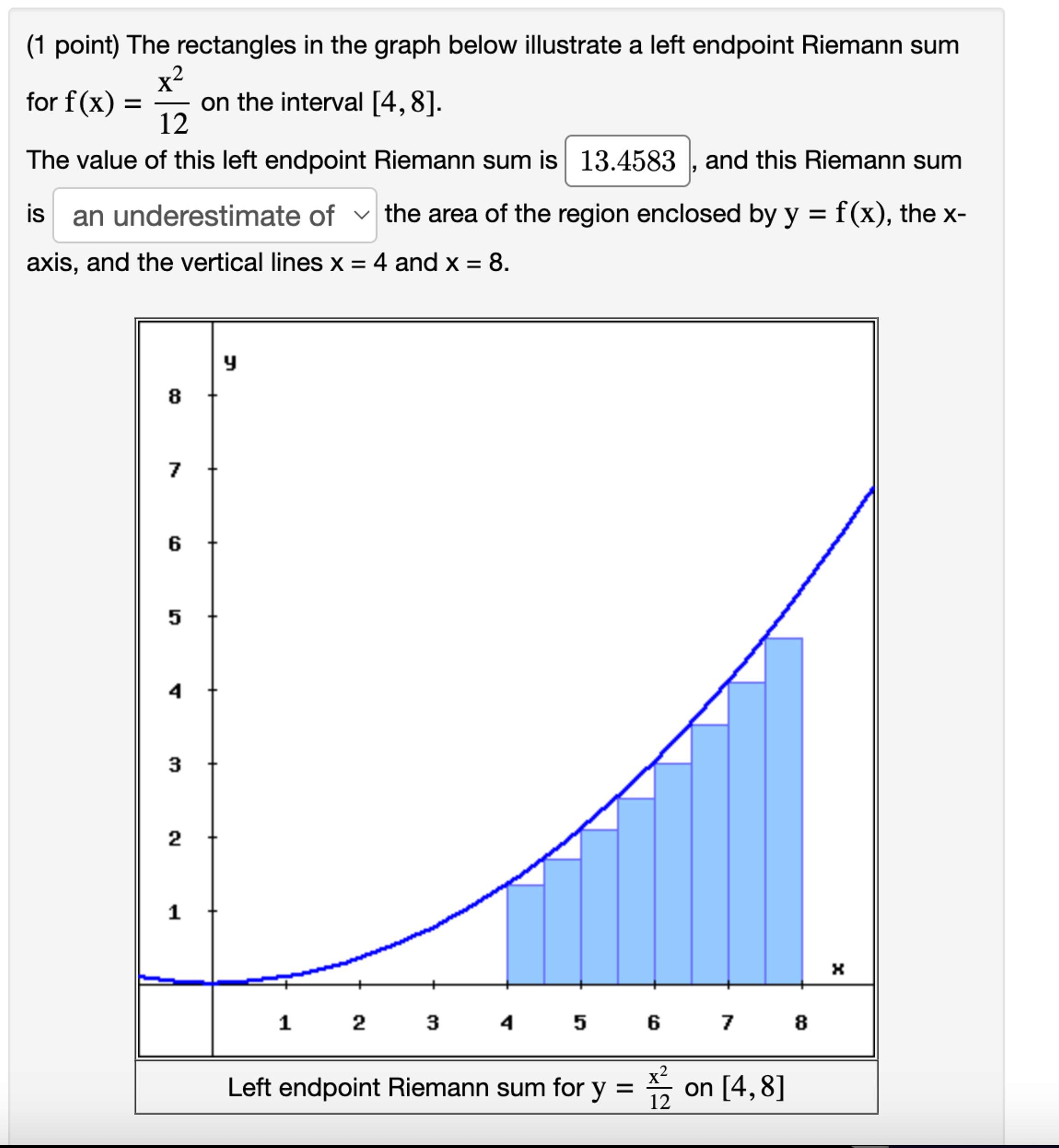 Solved (1 ﻿point) ﻿The rectangles in the graph below | Chegg.com