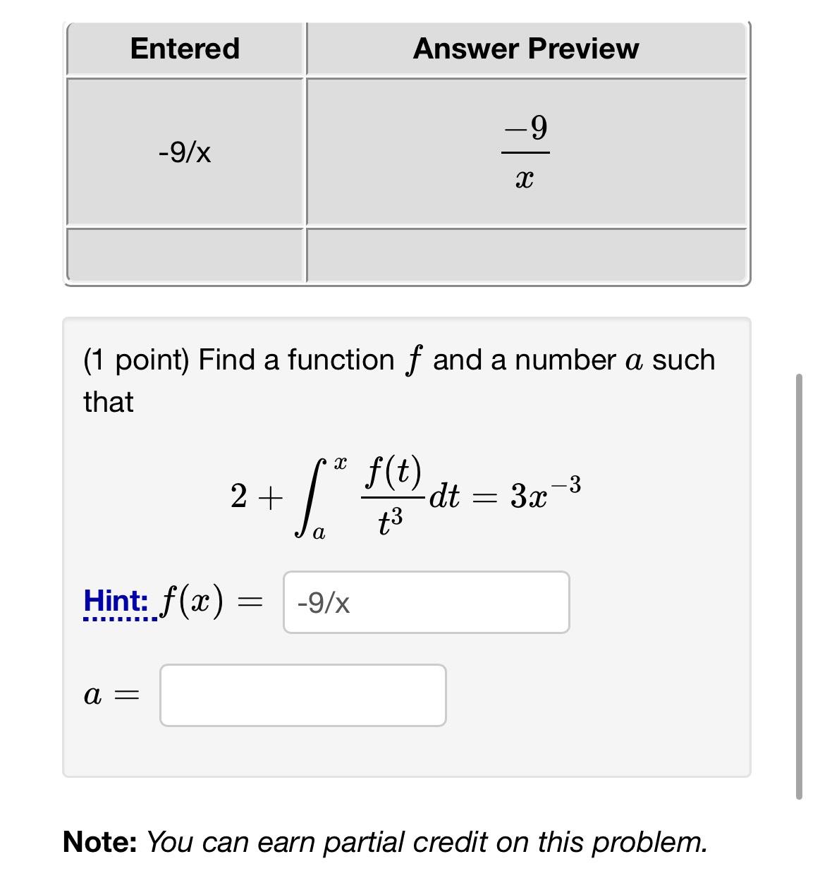 Solved \table[[Entered,Answer Preview],[-9x,-9x | Chegg.com