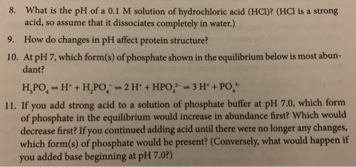 Solved 8. What is the pH of a 0.1 M solution of hydrochloric | Chegg.com