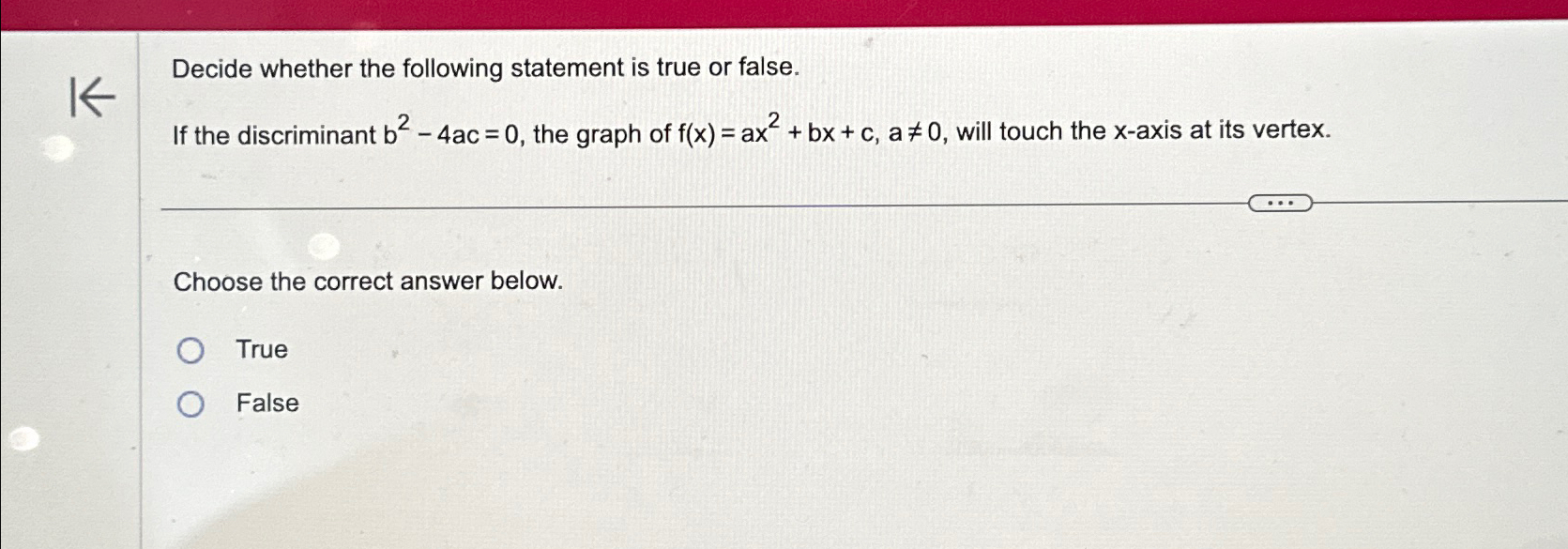 Solved Decide whether the following statement is true or | Chegg.com