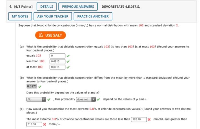Solved 6. [6/8 Points] DETAILS PREVIOUS ANSWERS DEVORESTAT9 | Chegg.com