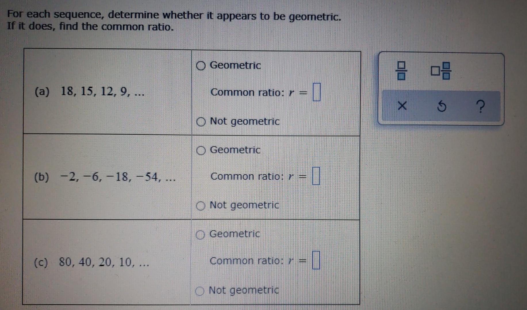 Solved For each sequence, determine whether it appears to be | Chegg.com