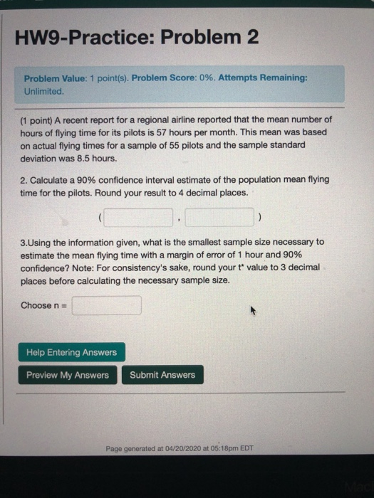 Solved HW9-Practice: Problem 2 Problem Value: 1 point(s). | Chegg.com