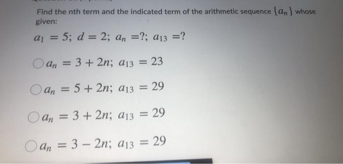 Solved Find the nth term and the indicated term of the | Chegg.com